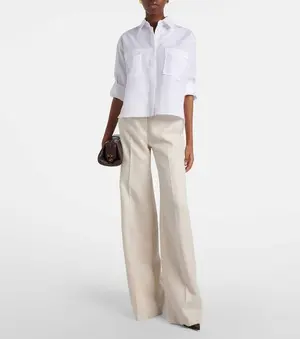 Max Mara Badesse High-rise Wide-leg Linen Pants - Beige