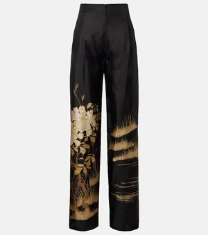 Max Mara Mappa Printed High-rise Wide-leg Pants
