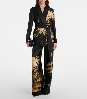 Max Mara Mappa Printed High-rise Wide-leg Pants