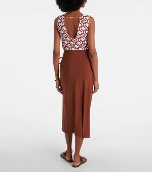 Max Mara Afoso Gathered Jersey Wrap Skirt