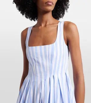 Sportmax Filmato Striped Cotton Poplin Midi Dress - White