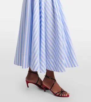 Sportmax Filmato Striped Cotton Poplin Midi Dress - White