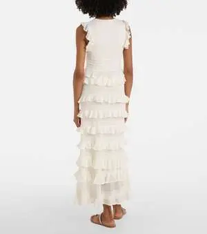 Zimmermann Luna Ruffled Tiered Maxi Skirt - White