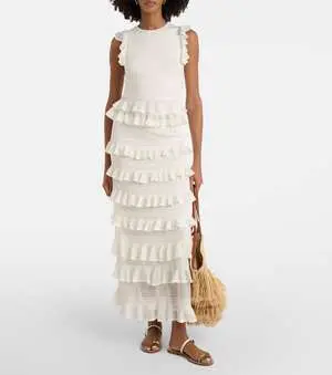 Zimmermann Luna Ruffled Tiered Maxi Skirt - White