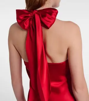 Ralph Lauren Halterneck Satin Gown - Red