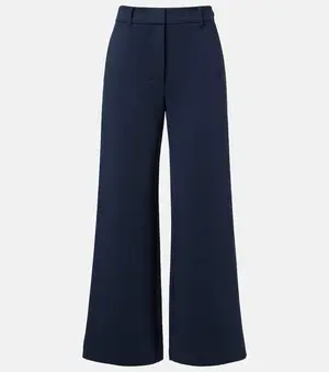 Max Mara Aerovia Cotton-blend Wide-leg Pants - Blue