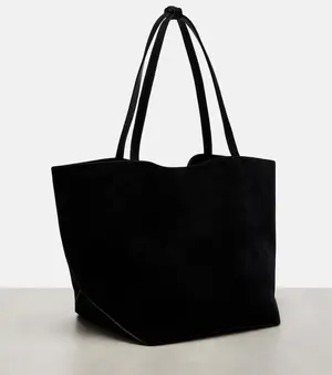 THE ROW Park Three Edge Suede Tote Bag - Black