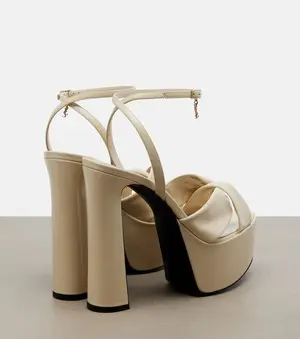 Saint Laurent Franciane Leather Platform Sandals - Beige