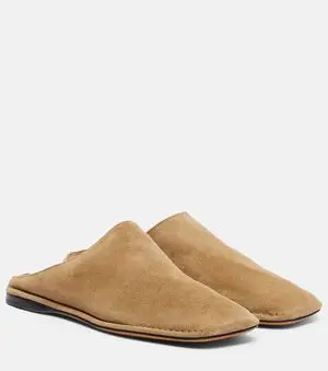 THE ROW Piper Suede Slides - Beige