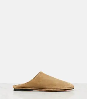 THE ROW Piper Suede Slides - Beige