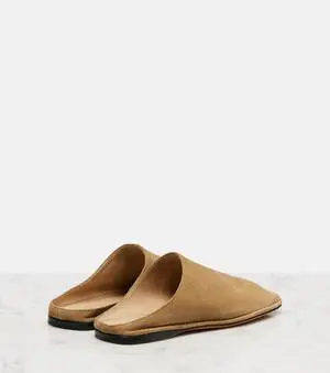 THE ROW Piper Suede Slides - Beige