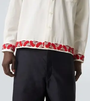 BODE Cherry Lane Beaded Cotton Poplin Shirt