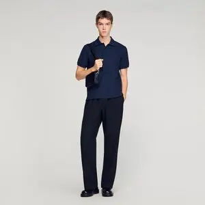 Sandro Square Cross Jacquard Polo - Midnight Blue