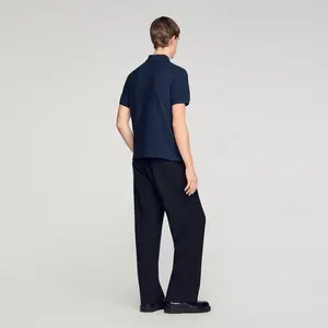 Sandro Square Cross Jacquard Polo - Midnight Blue