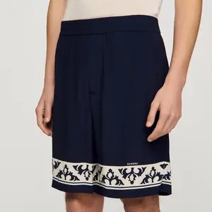 Sandro Abstract Print Flowy Shorts - Navy Blue