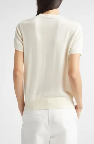 Partow Enzo Short Sleeve Virgin Wool Sweater - Ivory