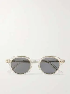Zegna Round-Frame Acetate Sunglasses Clear
