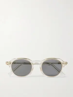 Zegna Round-frame Acetate Sunglasses - Neutrals