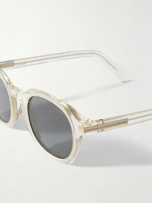 Zegna Round-frame Acetate Sunglasses - Neutrals