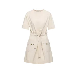 Moncler Belted Cotton Mini Dress - White