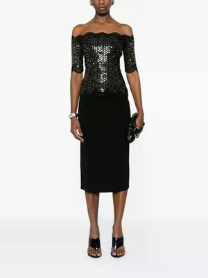 Rabanne Sequin Lace Top - Black