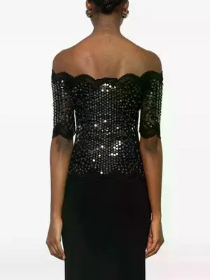 Rabanne Sequin Lace Top - Black