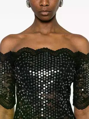 Rabanne Sequin Lace Top - Black