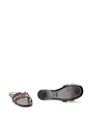 Saint Laurent Mabrouka Flat Sandals - Brown