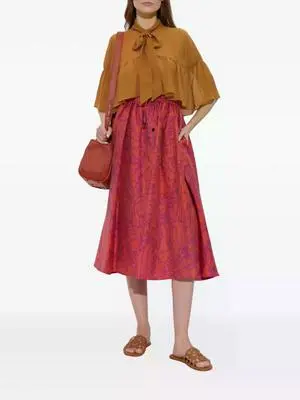 Max Mara Floral Print Flared Skirt - Orange