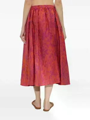Max Mara Floral Print Flared Skirt - Orange