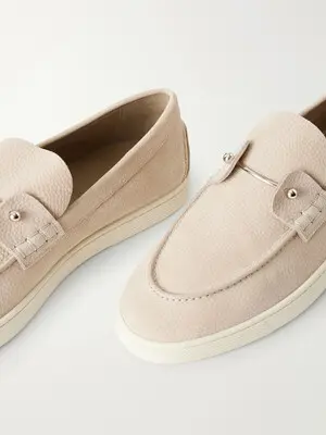 CHRISTIAN LOUBOUTIN Chambeliboat Full-grain Nubuck Loafers - Neutrals