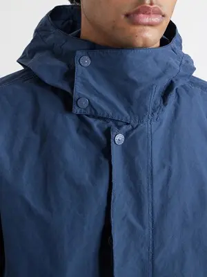 Stone Island Logo-appliquéd Garment-dyed Canvas Hooded Parka