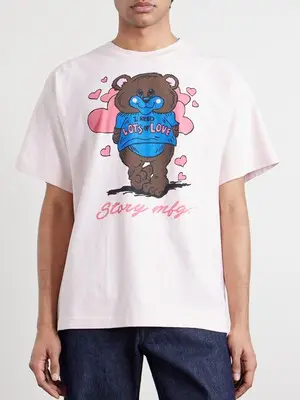 STORY MFG. Grateful Printed Organic Cotton-jersey T-shirt - Pink