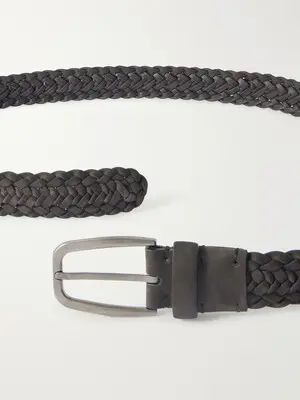 Zegna 3.2cm Woven Nubuck Belt