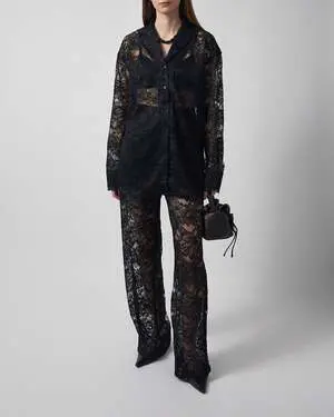 Sportmax Floral Lace Trousers - Black
