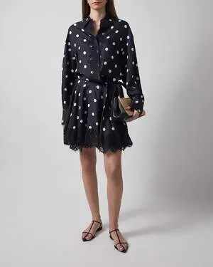 Sportmax Polka Dot Lace-detail Shirt Dress