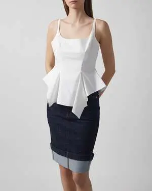 Khaite Sleeveless Peplum Top - Chalk