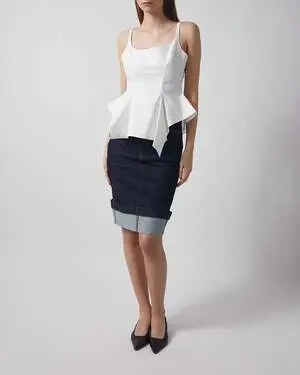 Khaite Sleeveless Peplum Top - Chalk