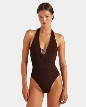 HUNZA Adriana Beaded Swimsuit
