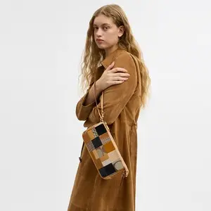 COACH Plaza Bag 25 With Patchwork - Brass/brown Multi