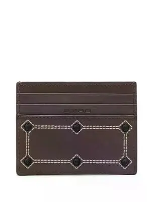 Etro Embroidered Leather Cardholder - Brown