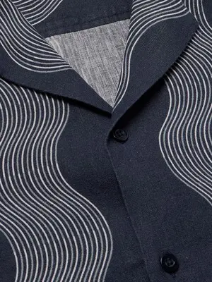Frescobol Carioca Roberto Camp-collar Striped Linen Shirt - Blue
