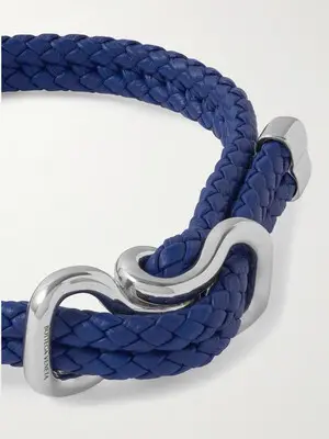 Bottega Veneta Braided Leather And Sterling Silver Bracelet