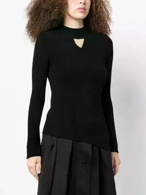 J KOO Ribbed-knit Cut-out Sweater