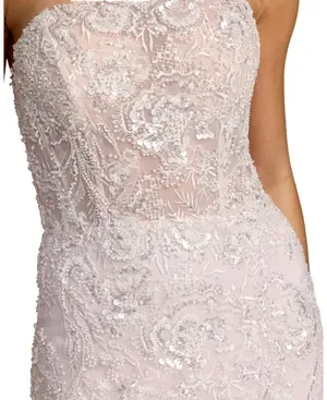 Mac Duggal Strapless Embroidered Mermaid Gown With 3d Floral Appliqués