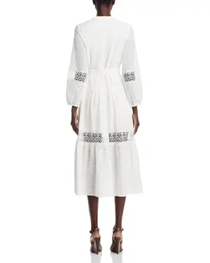 AREA STARS Eyelet Embroidered Midi Dress