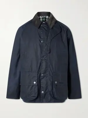 Barbour Beaufort Spectator Corduroy-trimmed Waxed-cotton Ripstop Jacket - Blue