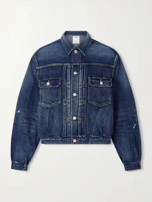 Visvim Social Sculpture 101 X Dmgd-1010 Cropped Distressed Selvedge Denim Jacket - Blue