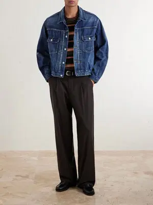 Visvim Social Sculpture 101 X Dmgd-1010 Cropped Distressed Selvedge Denim Jacket - Blue