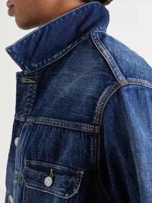 Visvim Social Sculpture 101 X Dmgd-1010 Cropped Distressed Selvedge Denim Jacket - Blue